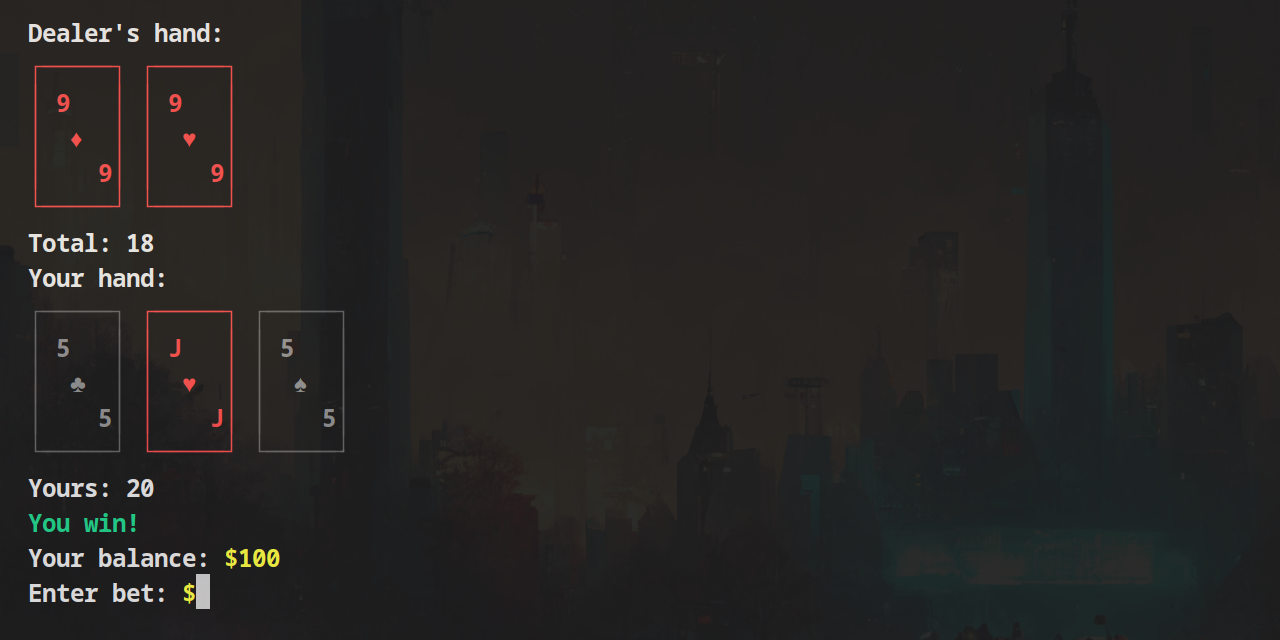 GitHub - y4my4my4m/blackjack: A simple blackjack program in C for the ...