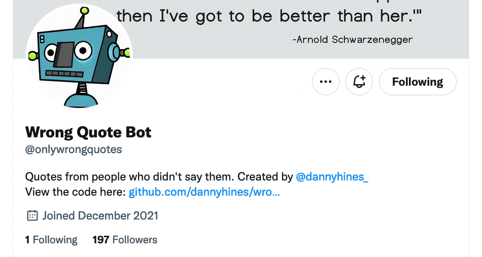 Github Dannyhineswrong Quote Bot Twitter Bot That Publishes Famous Quotes From Famous People 6615