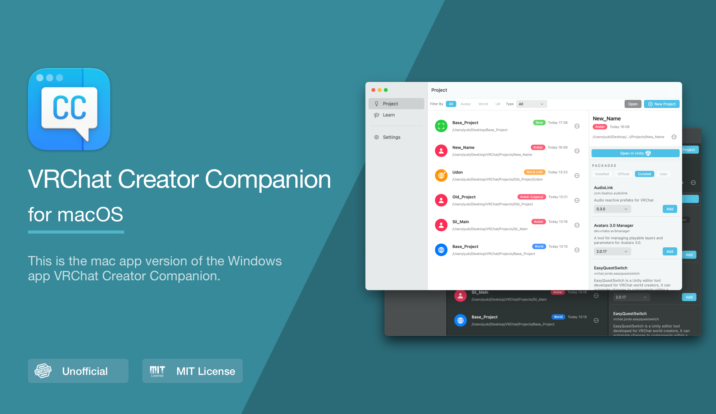GitHub - AranoYuki1/VCC-for-mac: Unofficial macOS Client of VRChat ...