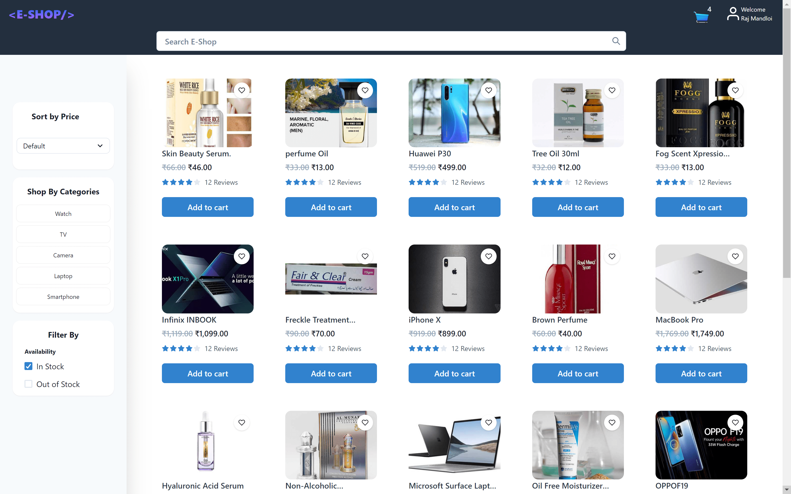 GitHub - Raj-Mandloii/E-Commerce_React: https://e-com-shopping.netlify.app