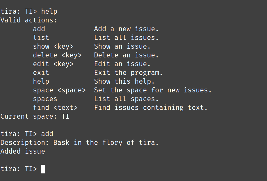GitHub - TimelessP/tira: Tiny, minimal, single-user, text-based issue tracking system.
