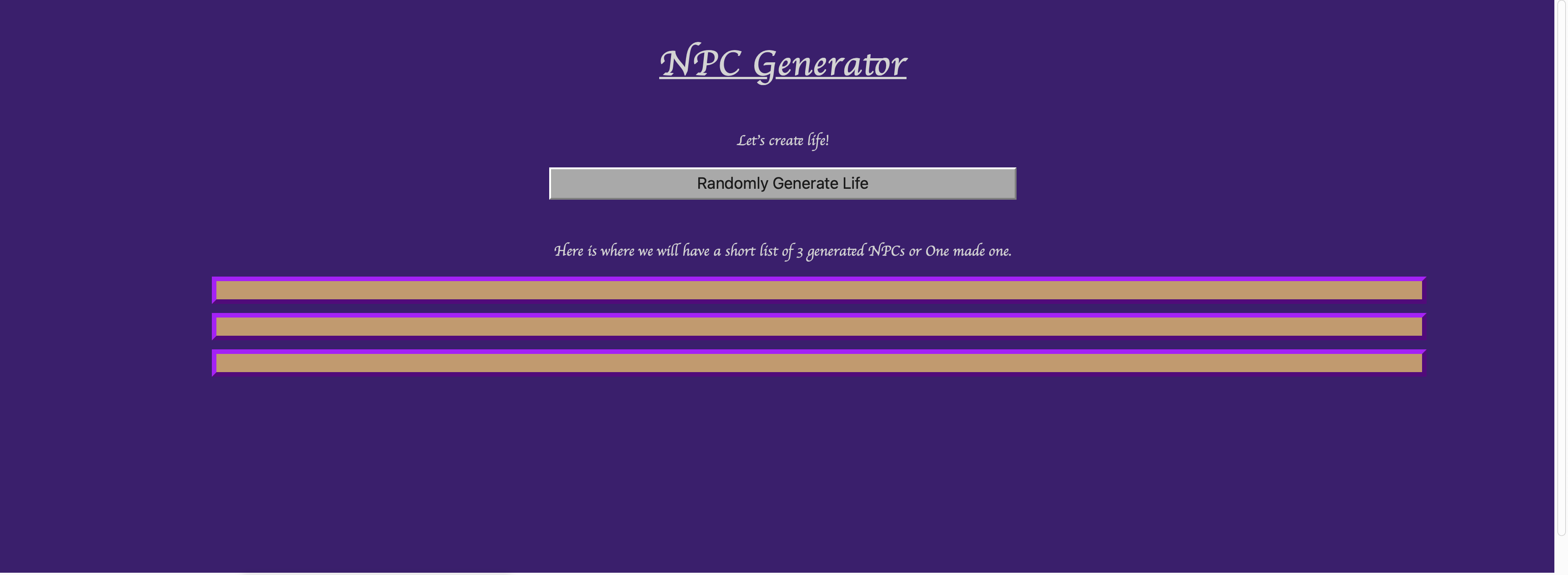 GitHub - NicKreb/npcGenerator: Simple NPC Generator