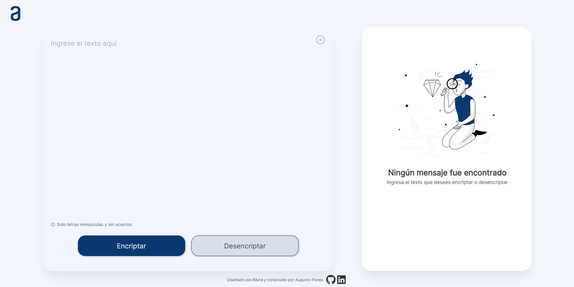Github Augustofloreszegarra Encriptador Alura Encriptador De Texto Desarrollado Con Html Css