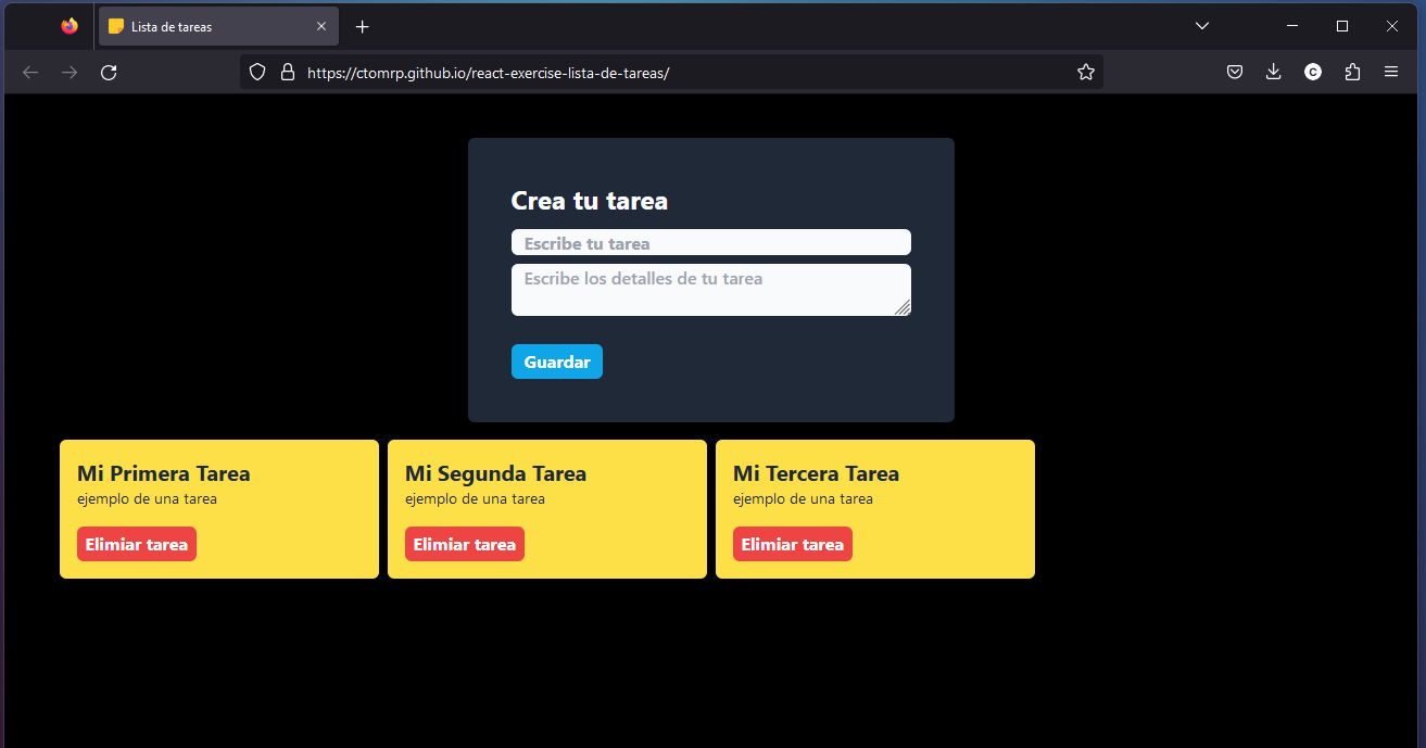 GitHub - ctomrp/react-exercise-lista-de-tareas: First React exercise ... GitHub - ctomrp/react-exercise-lista-de-tareas: First React exercise ...