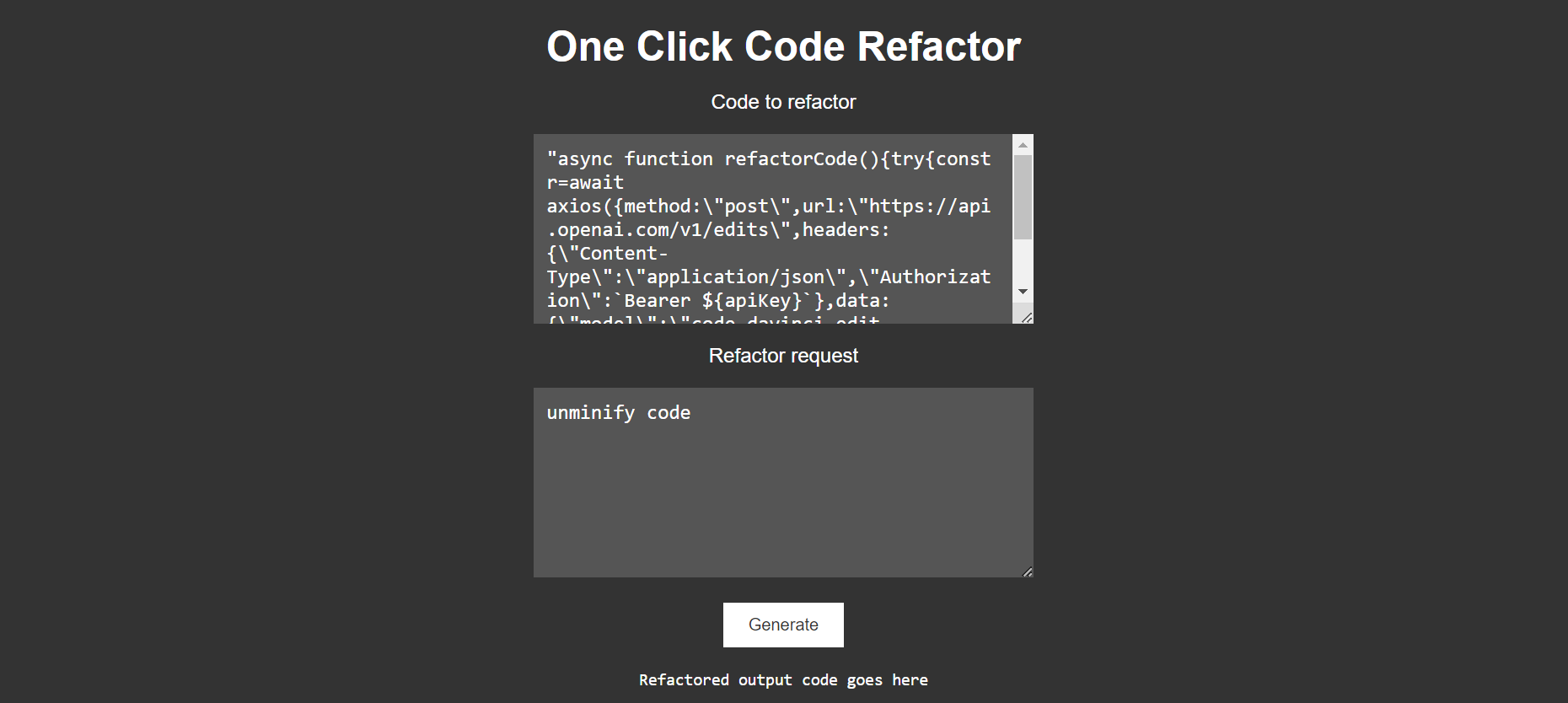 GitHub - singularitysoft/one-click-code-refactor