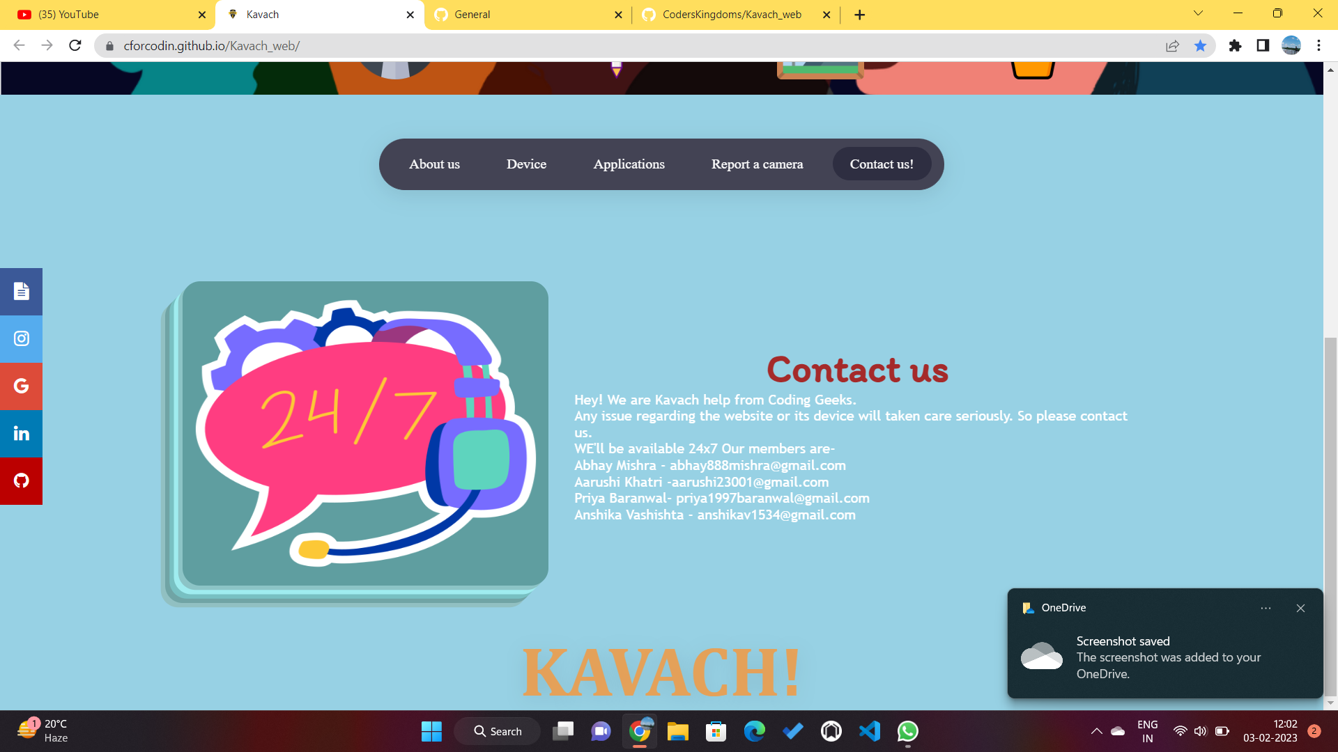 GitHub - CodersKingdoms/Kavach_web
