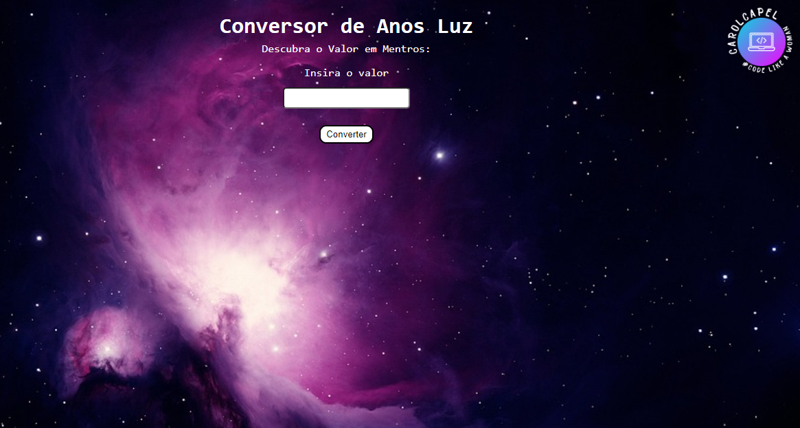 GitHub - CarolCapel/Conversor_Anos_Luz_em_Metros