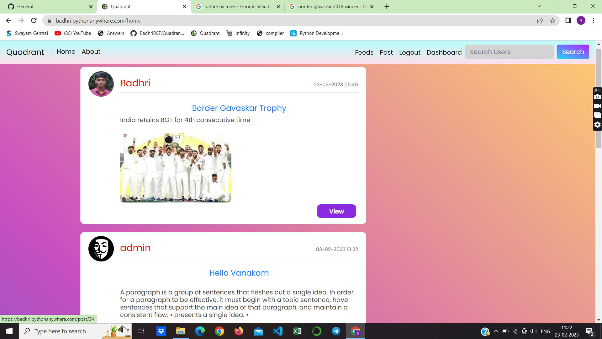 GitHub - Badhri007/Quadrant_social_media_app: Social Media Blog Post App with Images