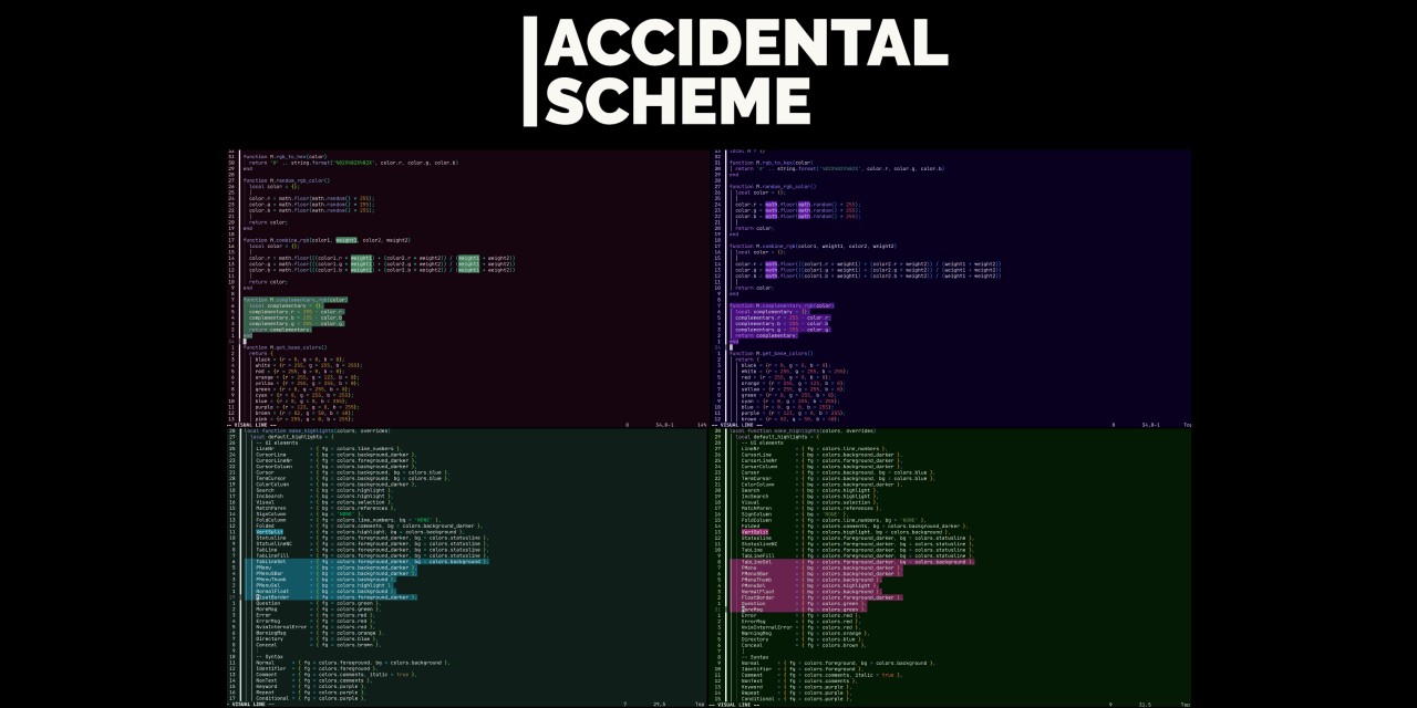 GitHub - RileyGabrielson/accidental-scheme.nvim: A configurable colorscheme generator written in lua