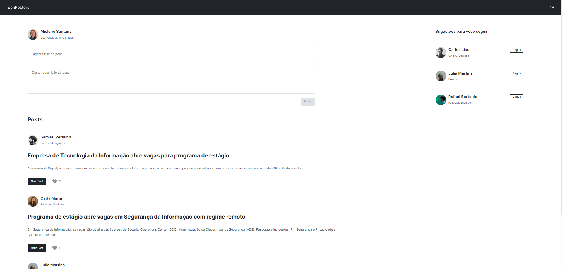 GitHub - MisleneSantana/Tech-Posters: This project imitates the landing ...
