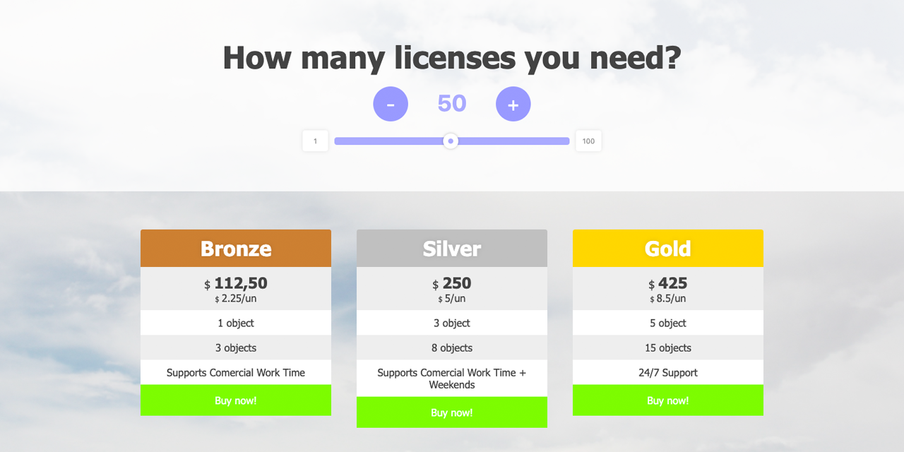 GitHub - madebyfox/yPricingRange: Ranger Slider w/ Pricing Table ...