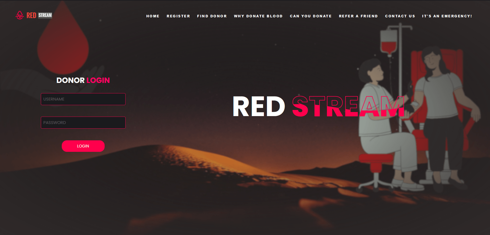 RED STREAM Blood Donation Web template helpdesk html At Main WH1T3 