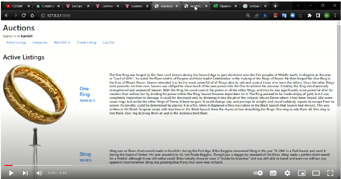 GitHub - YuryAnurov/Hrvrd_CS50_Pr2_Commerce: Online auction, with video presentation