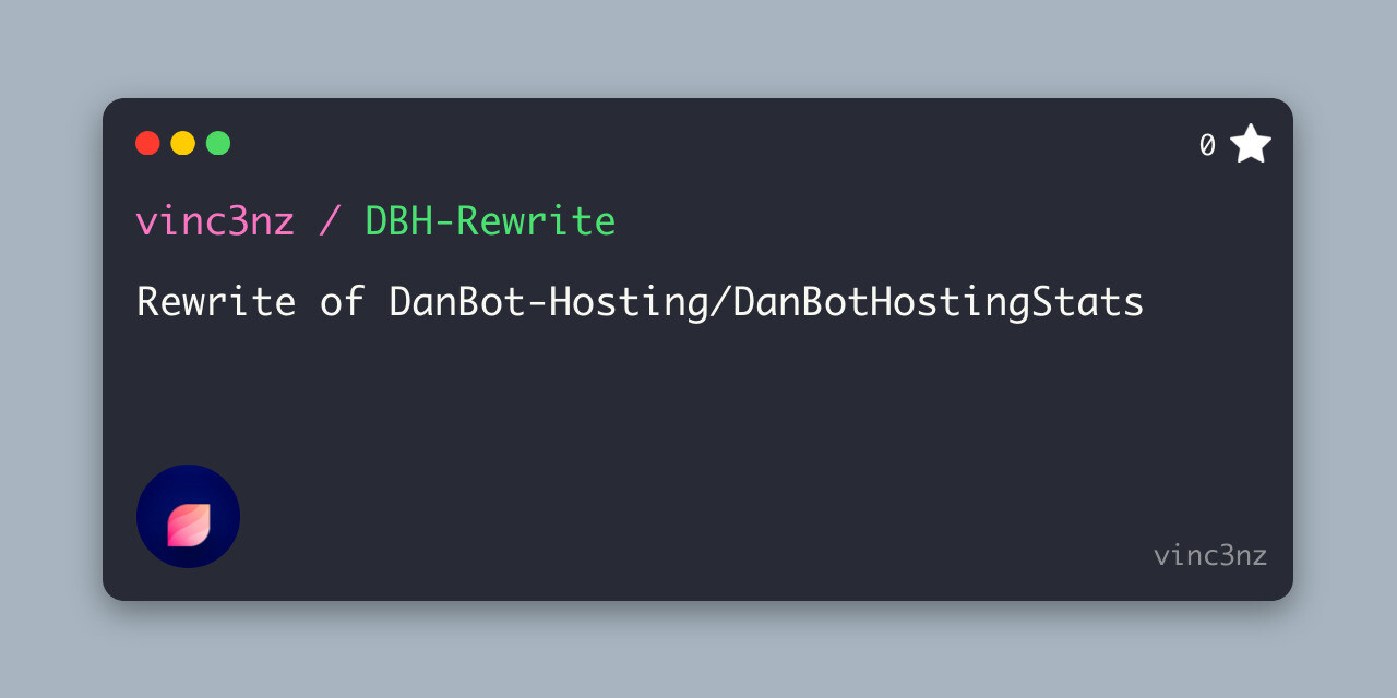 GitHub - vinc3nz/DBH-Rewrite: Rewrite of DanBot-Hosting/DanBotHostingStats
