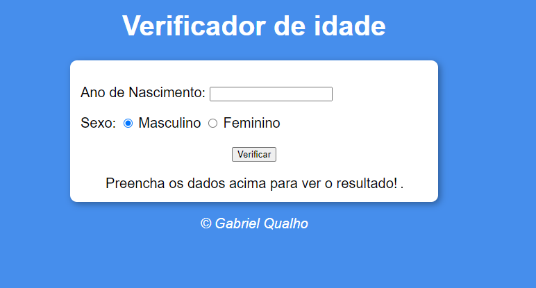 GitHub - gaoliverq/Verificador-de-idade: Verificador de idade criado por curso em video