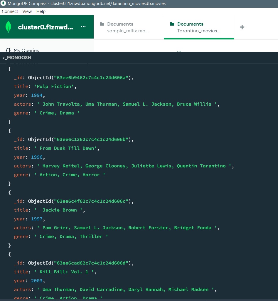 Github Awadanfa Tarantinomongodb Mongodb Database On Tarantino S Movies