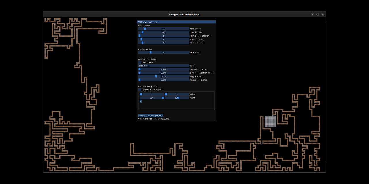 Github Aleksandrbazhin Mazegen Sfml Example For Maze Generator With Sfml And Imgui