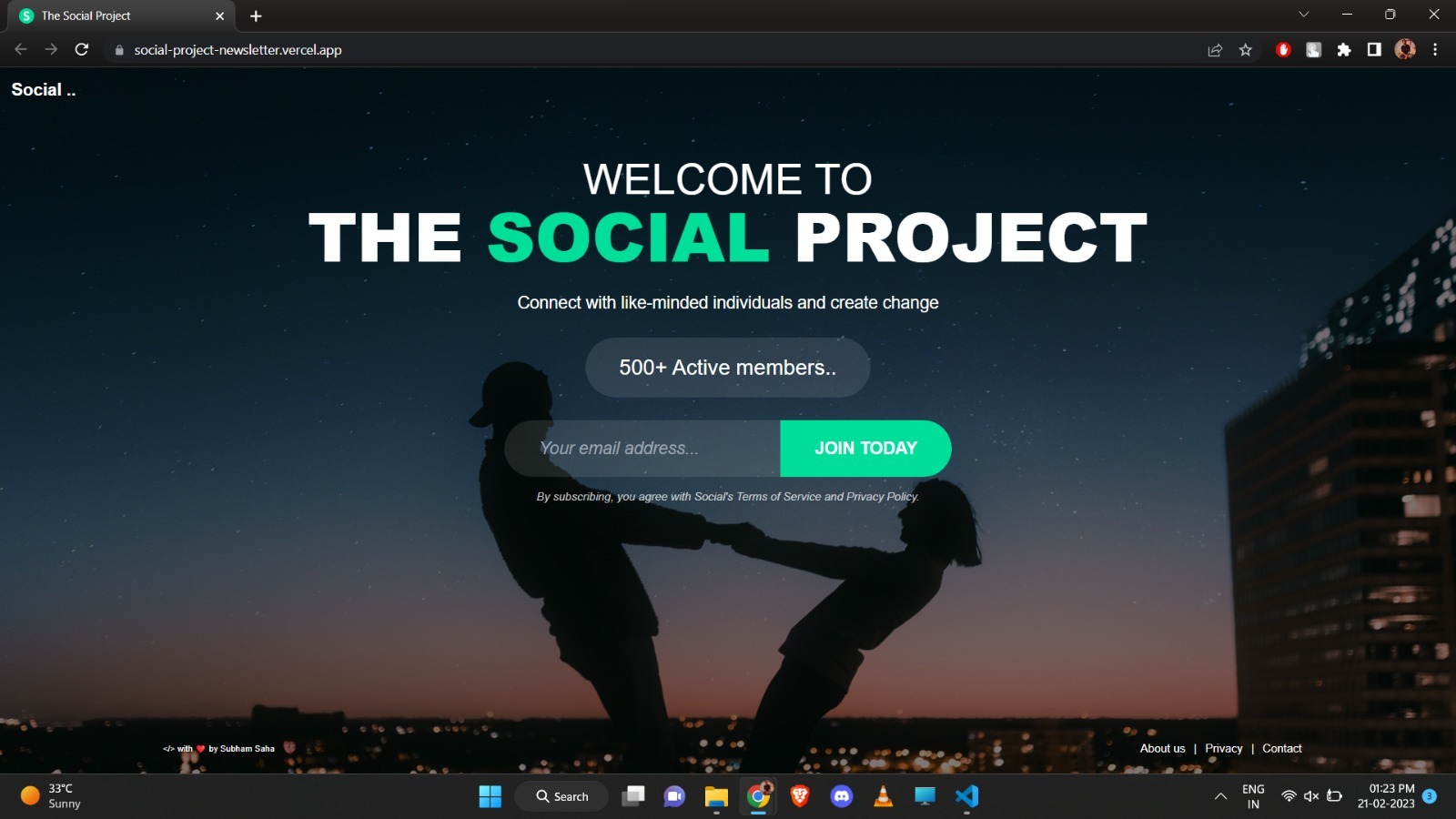 GitHub - subhams56/Social-Project-Newsletter: A Newsletter Sign up Landing Page Made using React ...