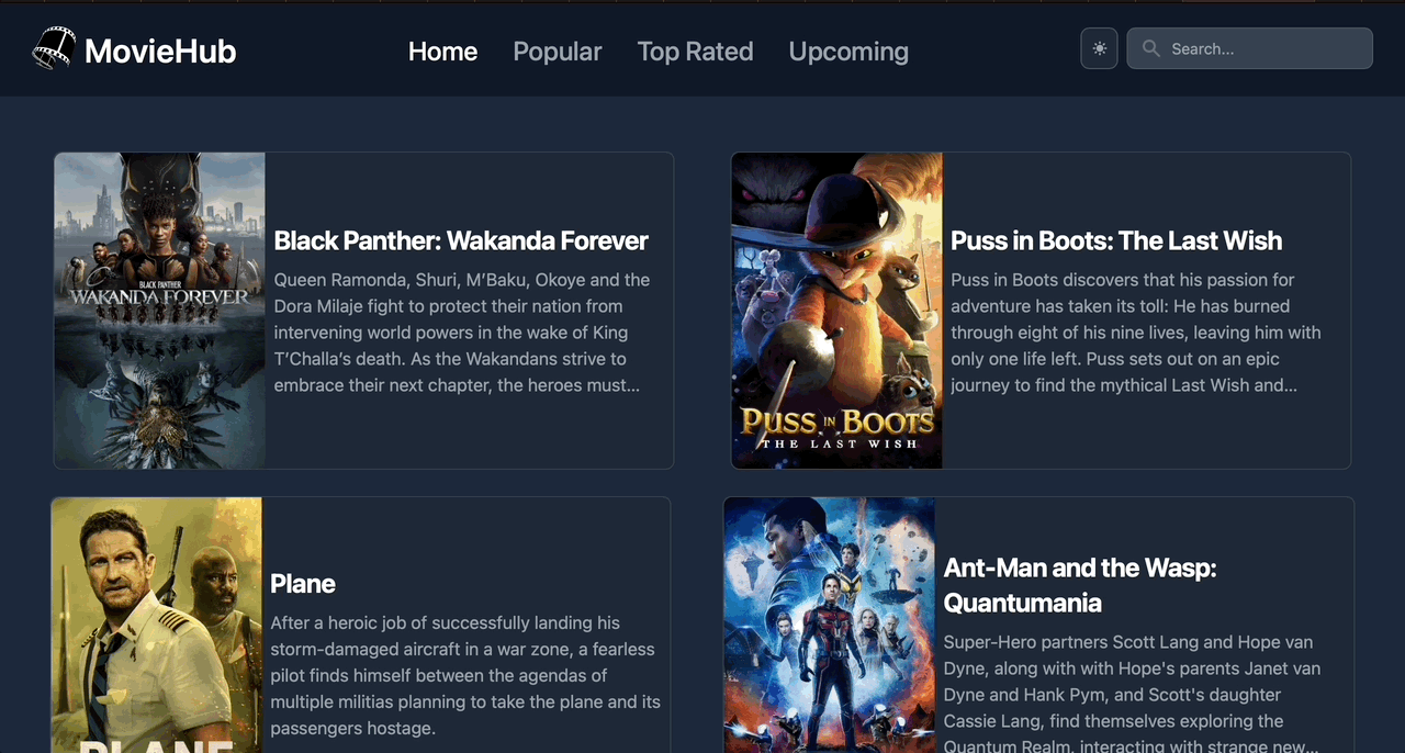 GitHub - noracamacho/MovieHub: A movie search app built using React and ...
