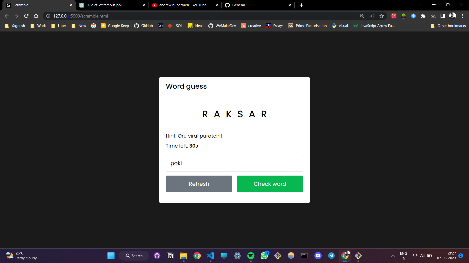 GitHub - pasamyagnesh/Scramble: Welcome to the Telugu Movie Scramble ...