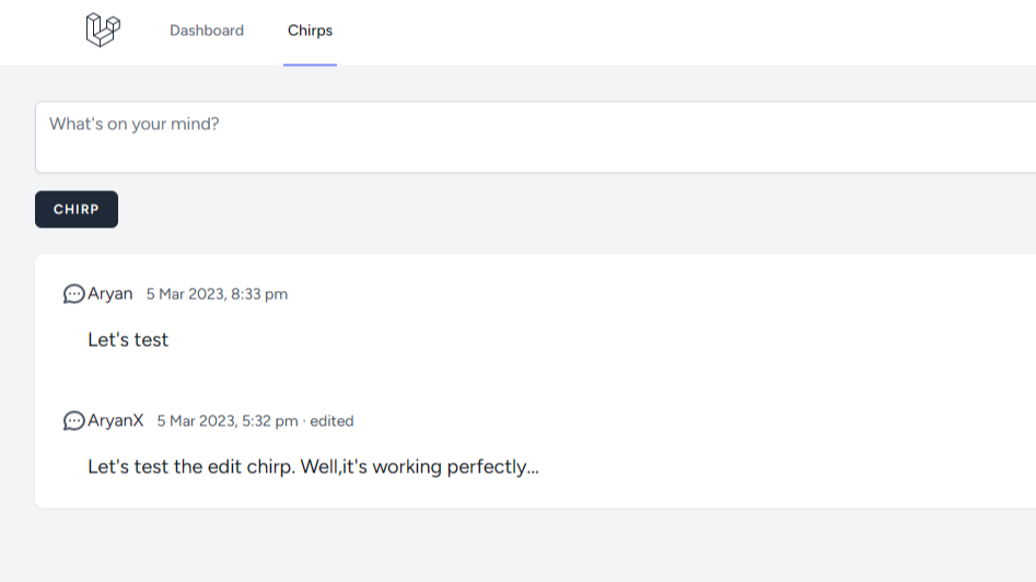 Github Aryan Bin Jahur Chirper A Simple Blogsite Based On Laravel