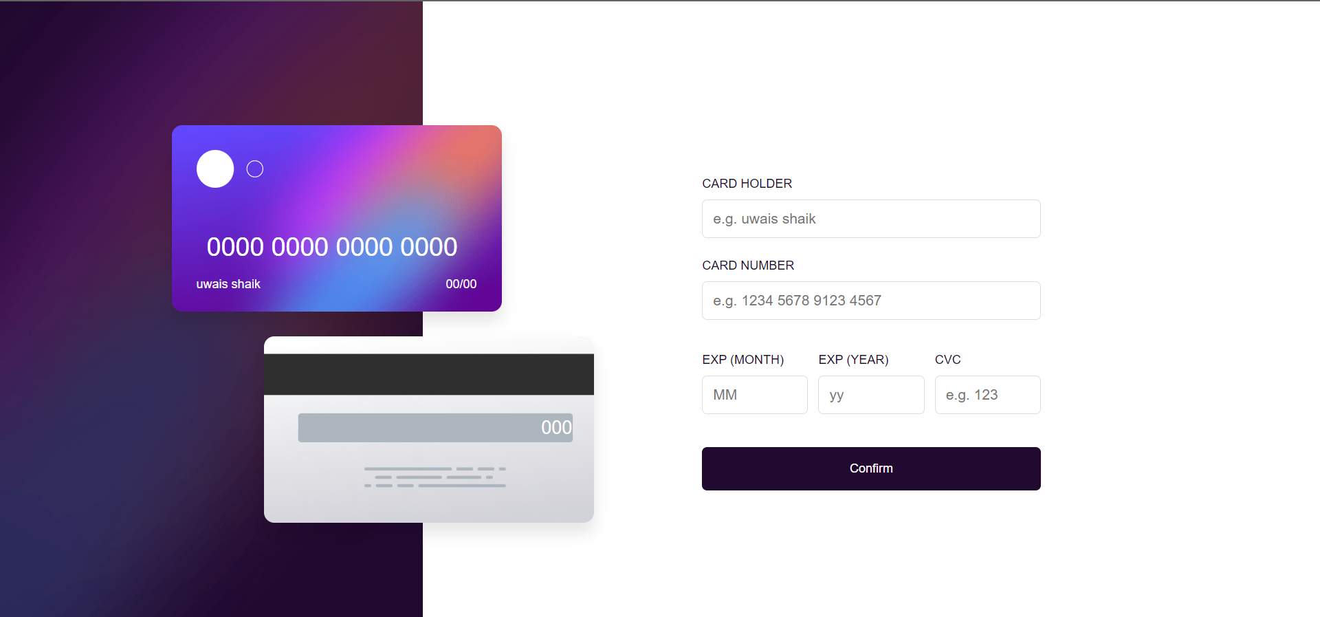 Github Shaik Mohammed Uwaisinteractive Credit Card 