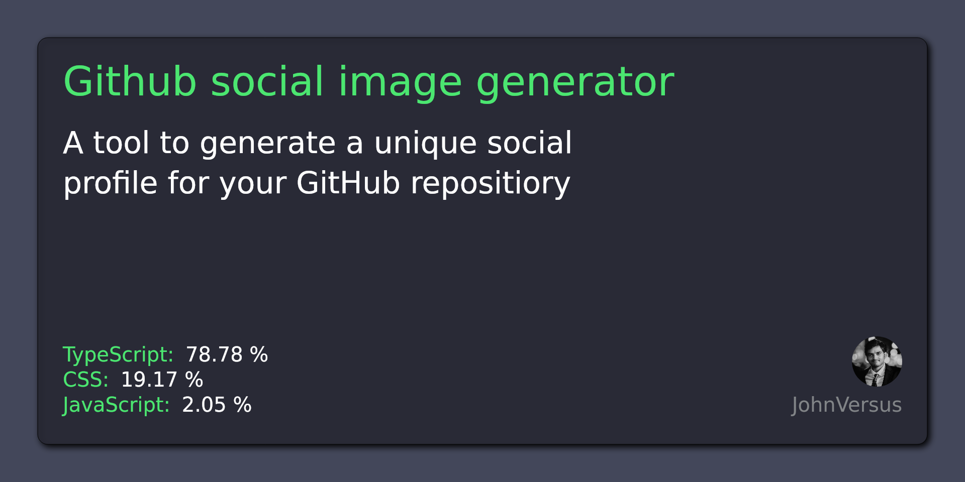 GitHub - JohnVersus/github-social-image-generator: A tool to generate a ...
