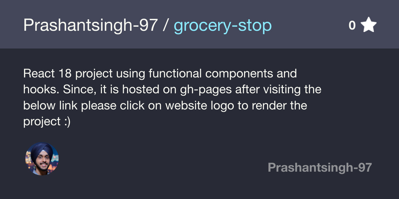 Github Prashantsingh 97 Grocery Stop React 18 Project Using