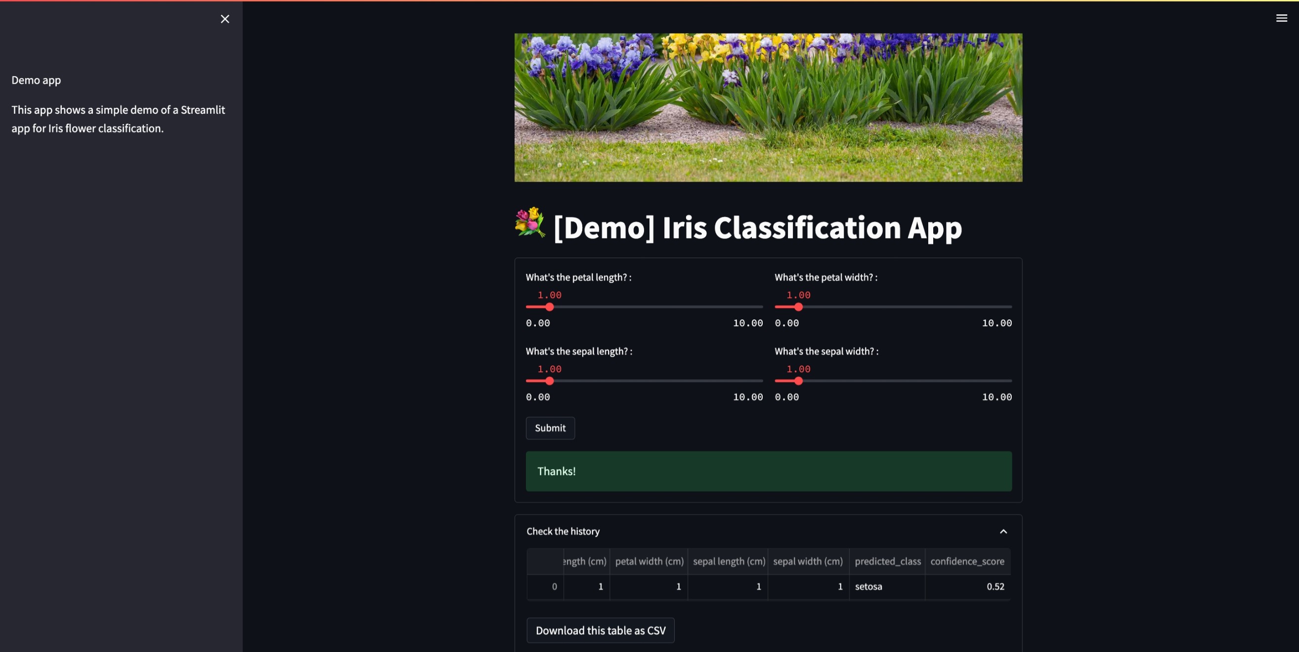 GitHub - eaedk/streamlit-iris-app-for-one-by-one-prediction