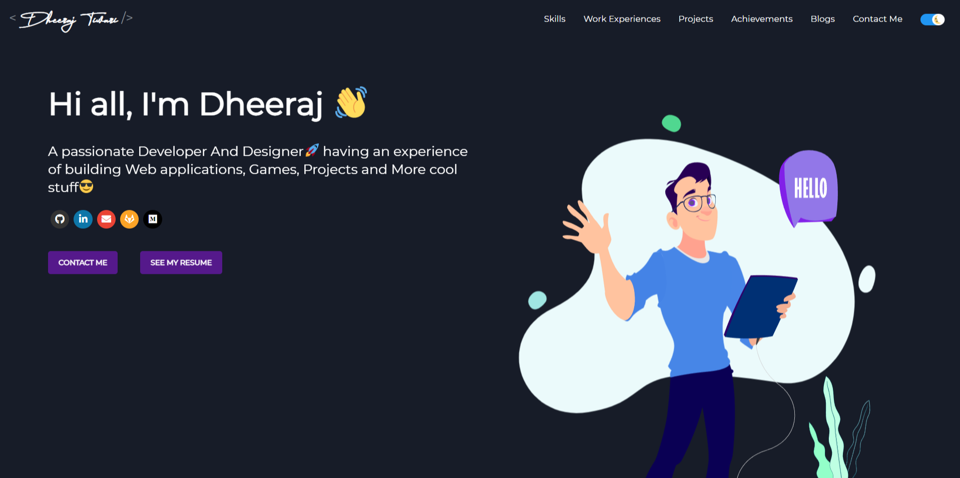 Github Dheeraj Tiwaridheeraj Portfolio Website Personal Portfolio As Display 