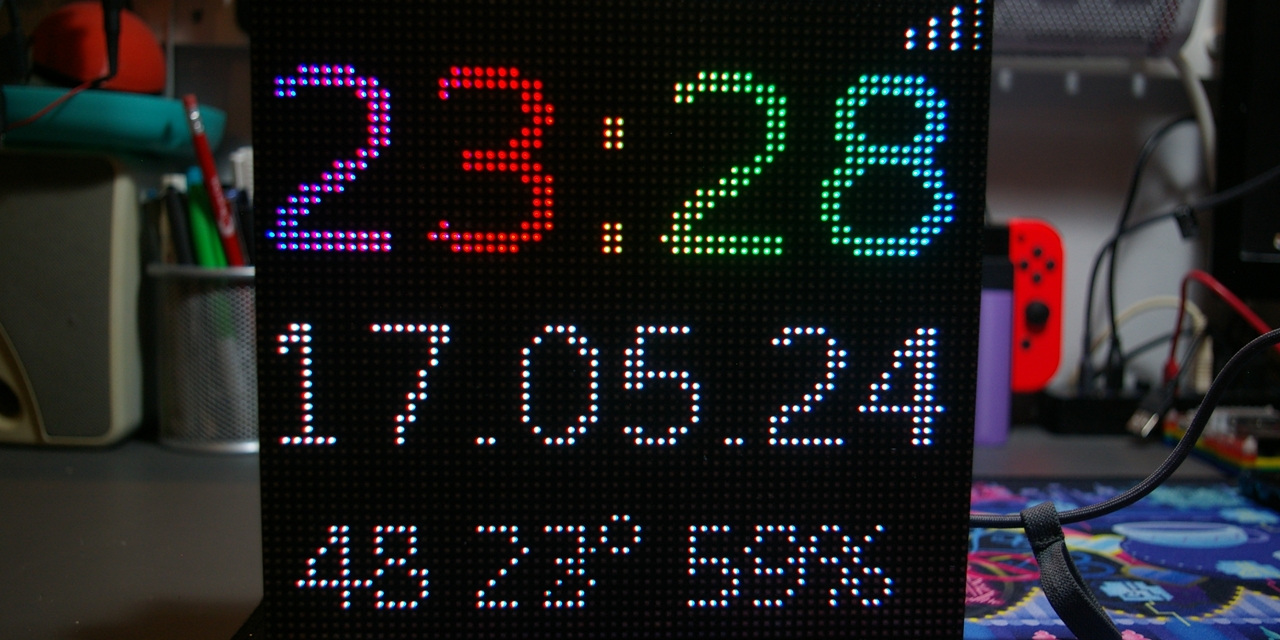 GitHub - atctwo/clock25: A funky digital clock based on an ESP32 and an RGB LED matrix