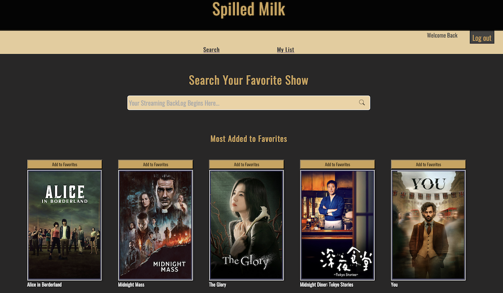 GitHub - bchauu/SpilledMIlk: Your back-log of all your streamable tv shows/movies all in one ...