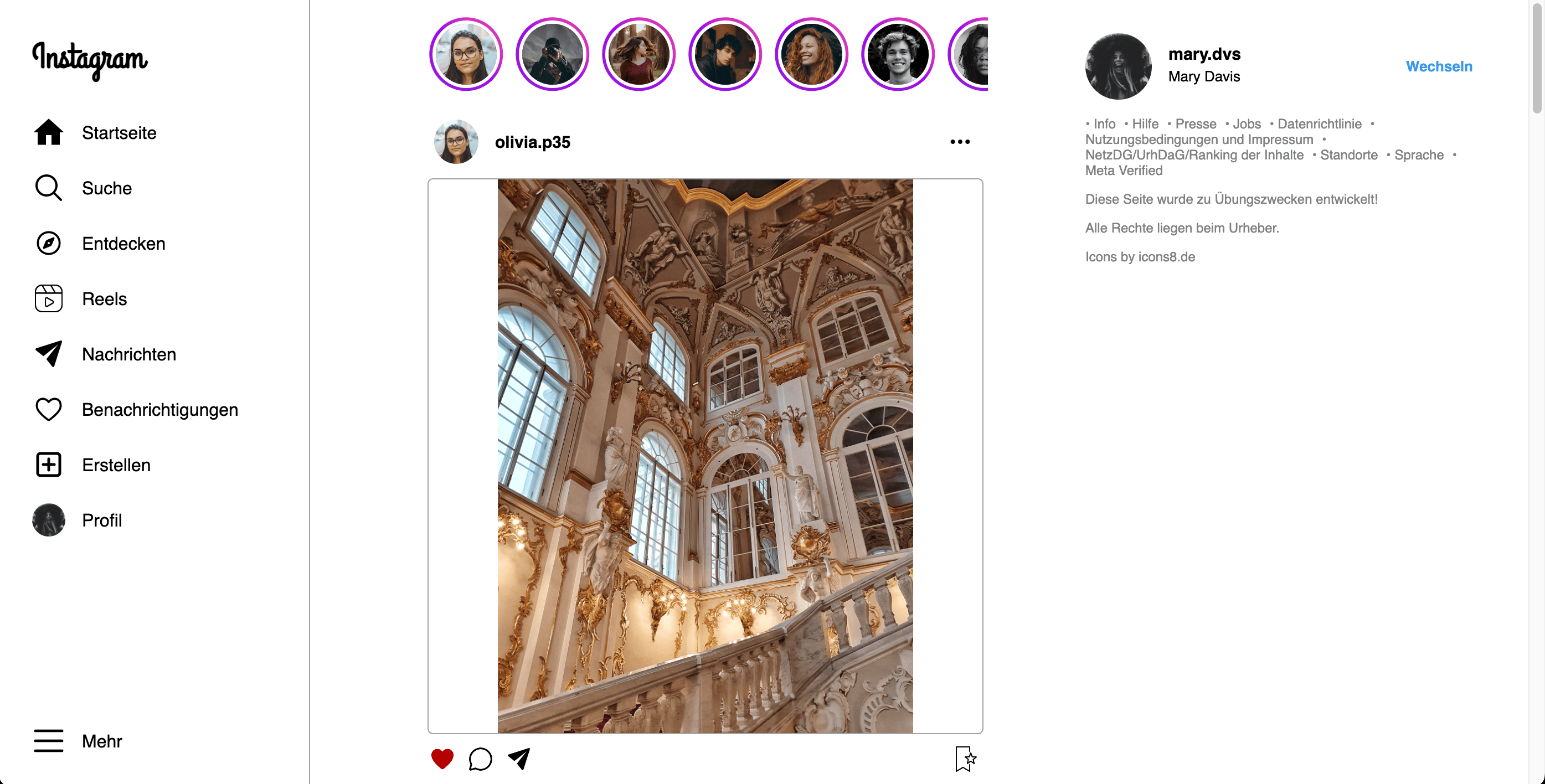GitHub - dianaasmus/Instagram-clone: Instagram homepage clone with ...