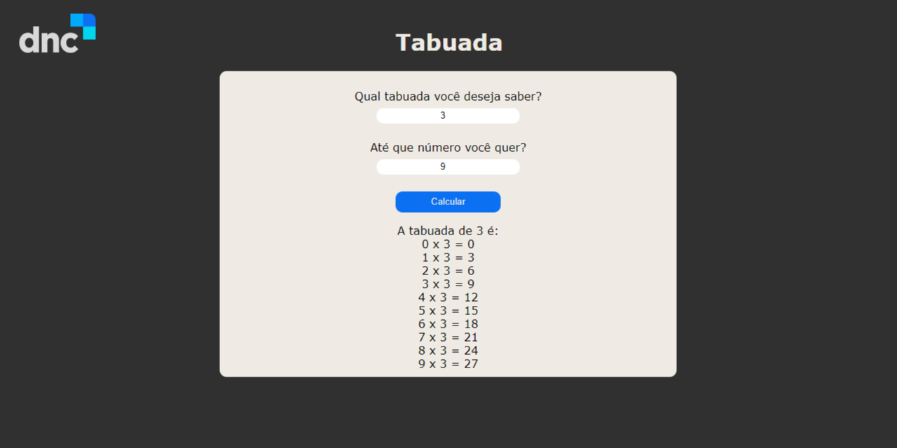 GitHub - FelipeDevHML/TabuadaJS: Tabuada com parâmetros inseridos manualmente