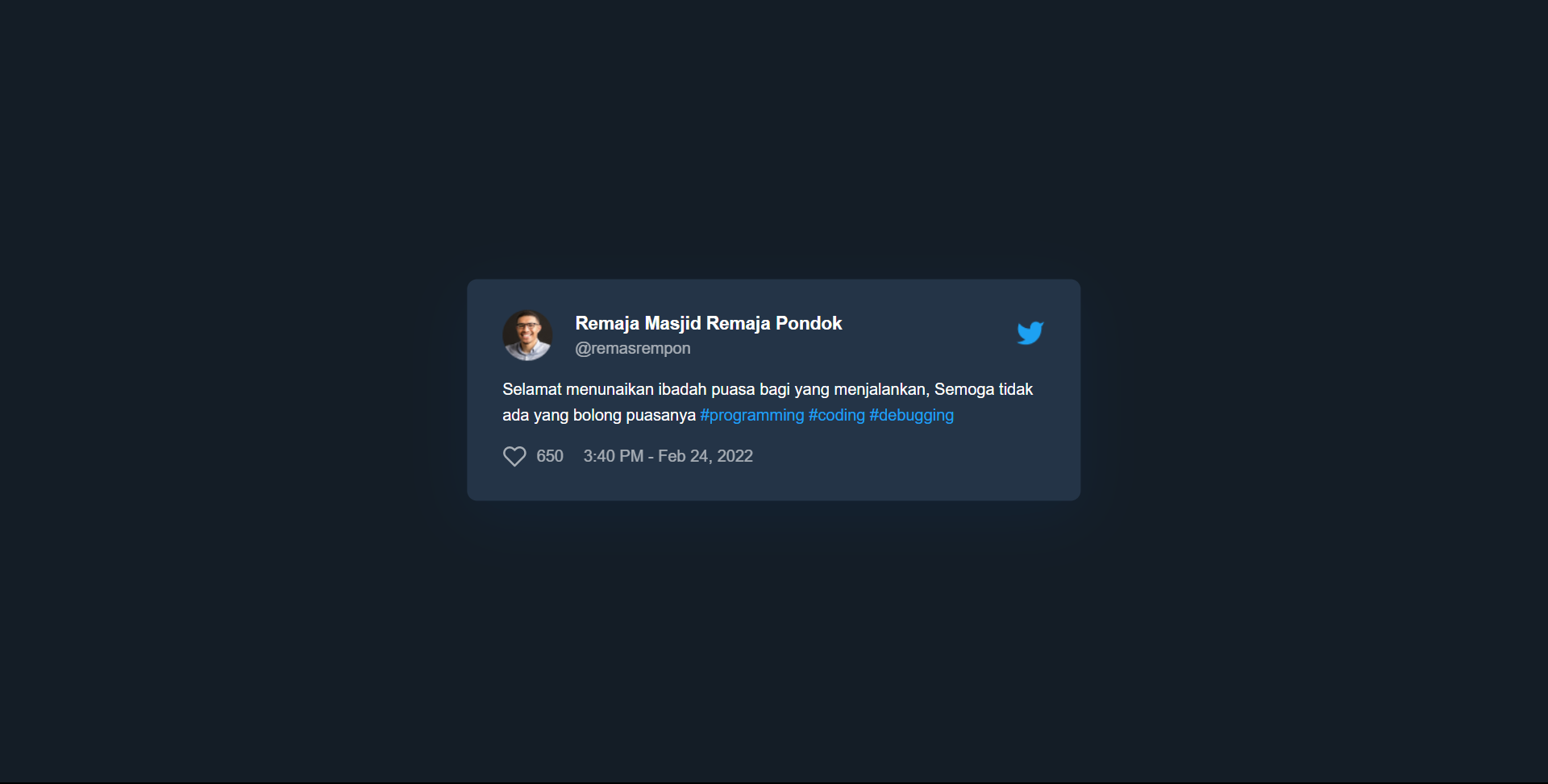 Github Hlmyrsydngoding Subuh Slicing Ui Challenge D1 Slicing Ui Design Of Twitter Embed Into