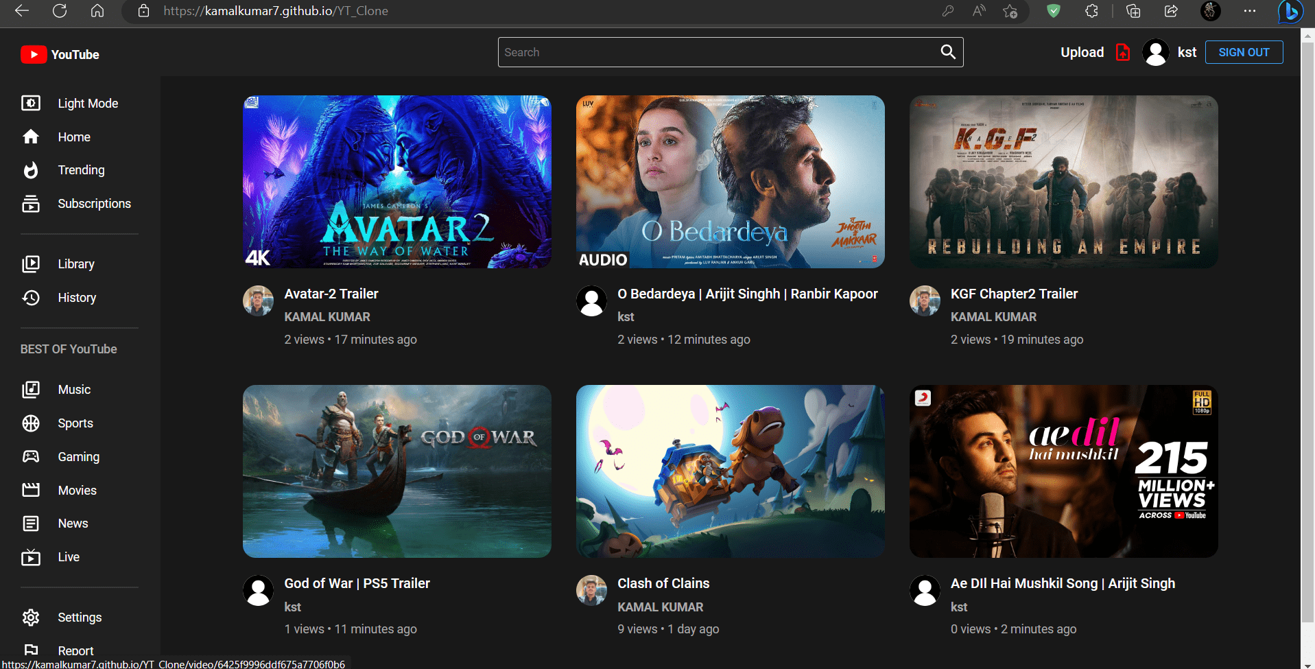 GitHub - kamalkumar7/YT_Clone: Full Stack YouTube Clone made with MERN