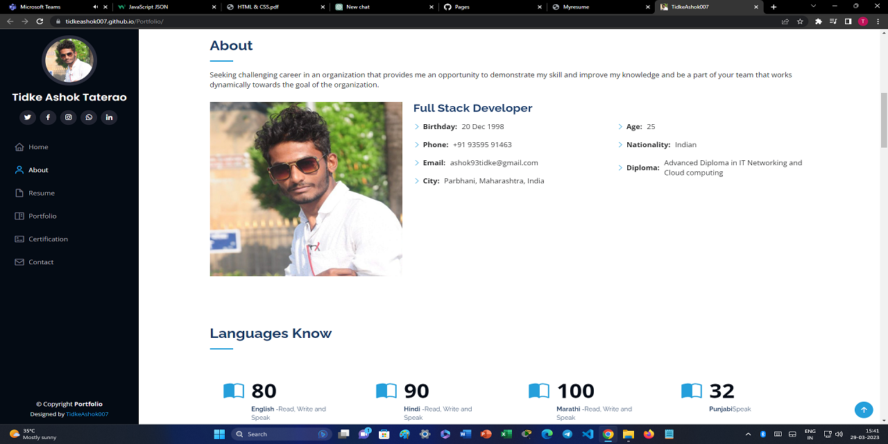 GitHub - tidkeashok007/Portfolio: "Discover my portfolio website hosted on GitHub, showcasing a ...