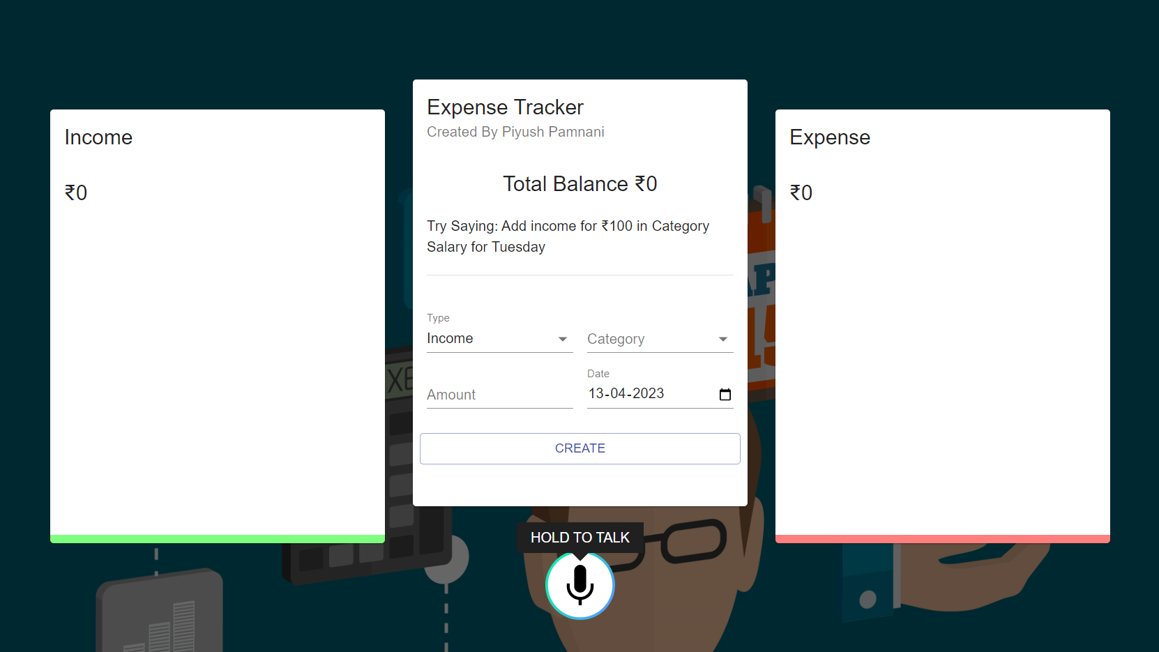 GitHub - PiyushPamnani/Expense-Tracker: Project made using Speechly