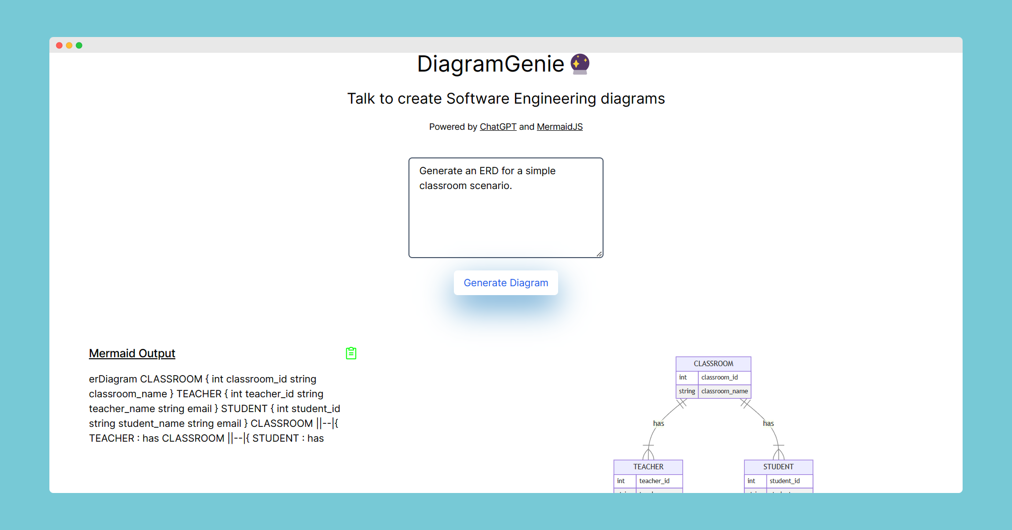 GitHub - ShimantaBhuyan/diagram-genie: Generate software engineering diagrams on the fly