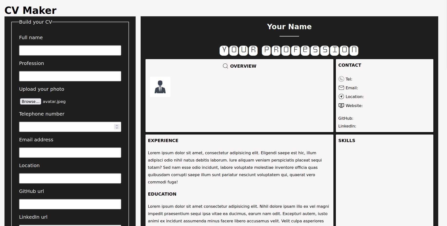 GitHub - stacknatic/cv_maker
