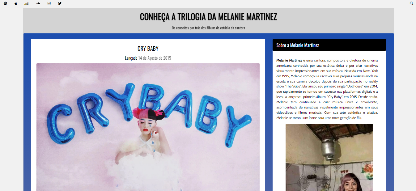 GitHub - axthur/melanie-martinez-blog: Site fanmade sobre os álbuns da Melanie Martinez.