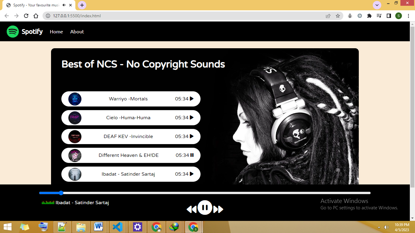 Github 1sakshi Tanejaspotify Clone Music Player Is Created Using Htmlcss And Javascript