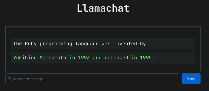 GitHub - jtp184/llamachat: LLaMA local client using ruby