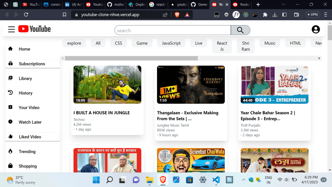GitHub - mohansahu18/youtube-clone: The repository contains a React app ...