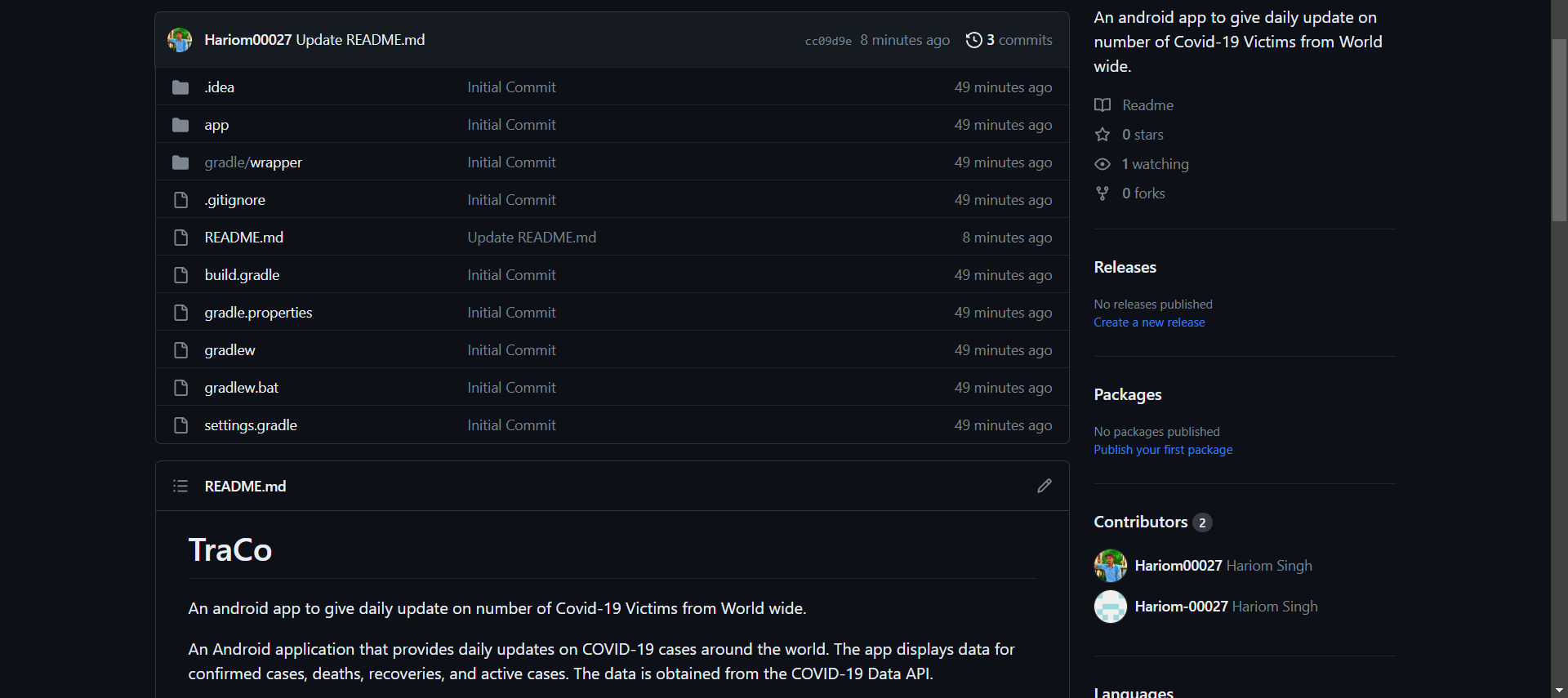 GitHub - Hariom00027/TraCo: An android app to give daily update on ...