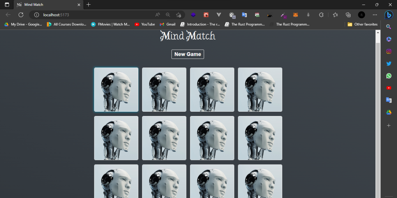 GitHub - gateremark/mind-match: Built using React, match pairs of cards with the same image.