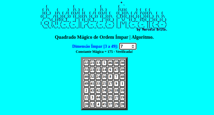 GitHub - ExataSoft/Quadrado_Magico: Quadrado Mágico de Ordem Ímpar | Algoritmo em JavaScript