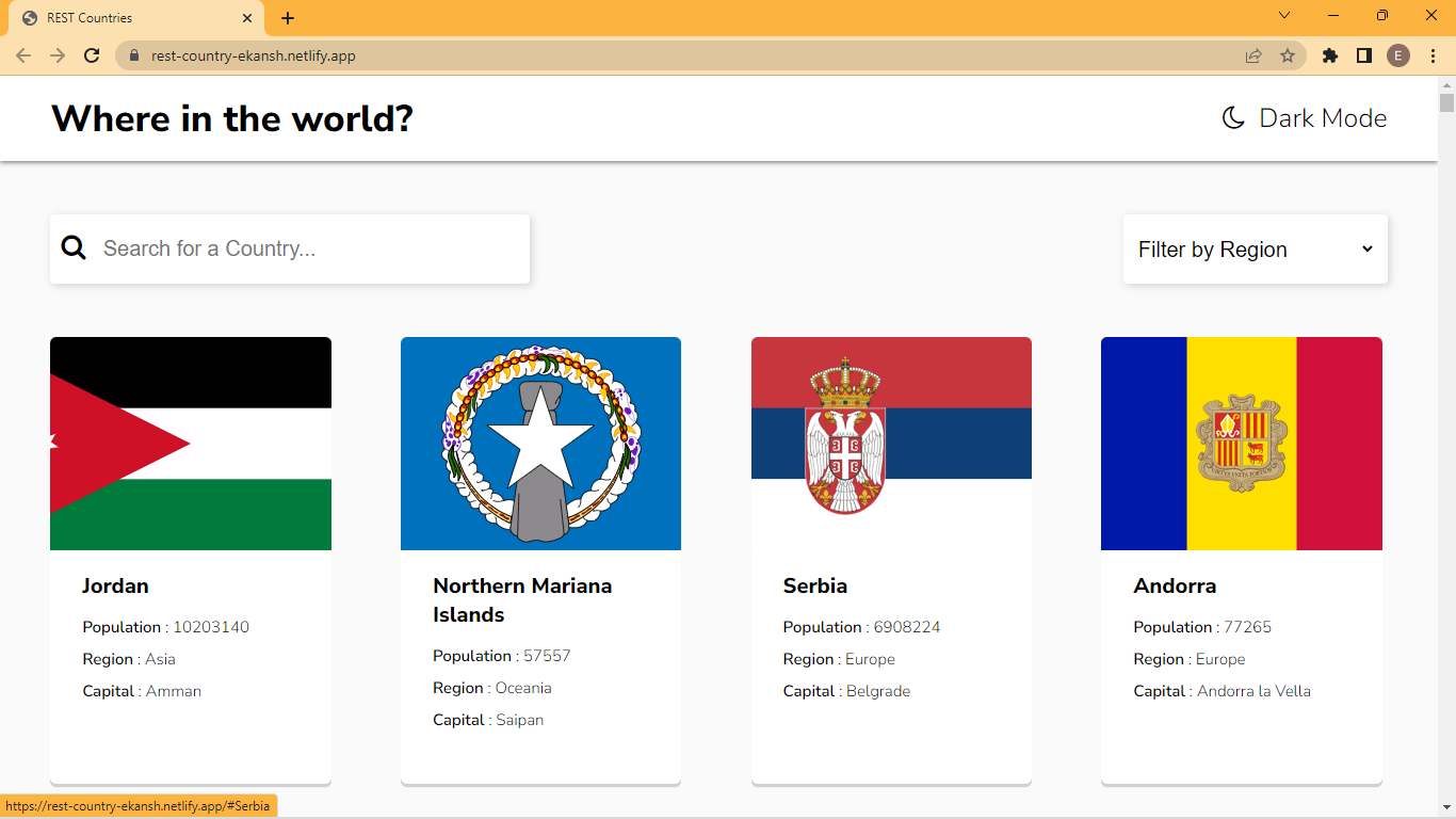 GitHub - ekanshagarwal/Rest-Country