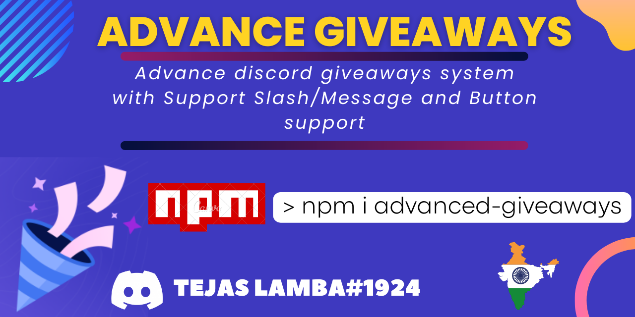 GitHub - TejasLamba2006/awardify: Advance discord giveaways system with Support Slash/Message ...
