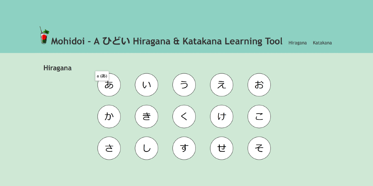 GitHub - Metagawa/Mohidoi: A ひどい Hiragana and Katakana learning tool